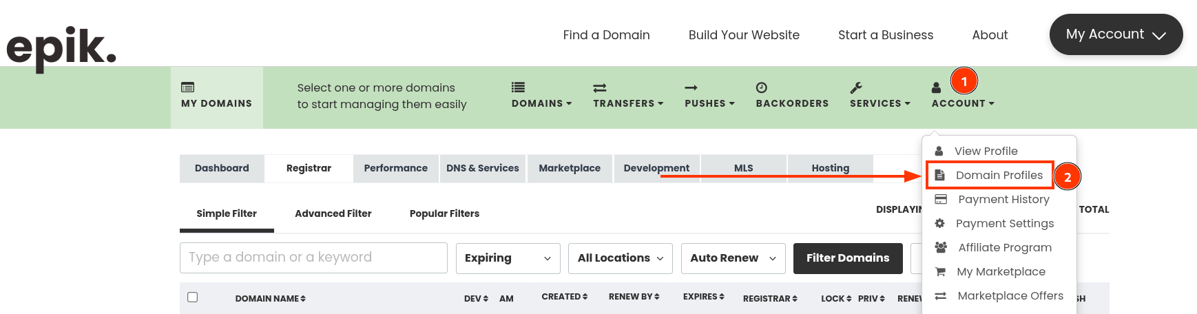 How to use Domain Profiles - Epik